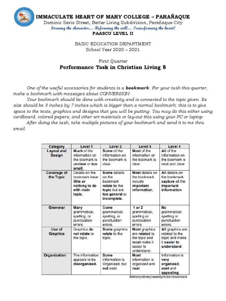 CL 8 Performance Task 1 | PDF