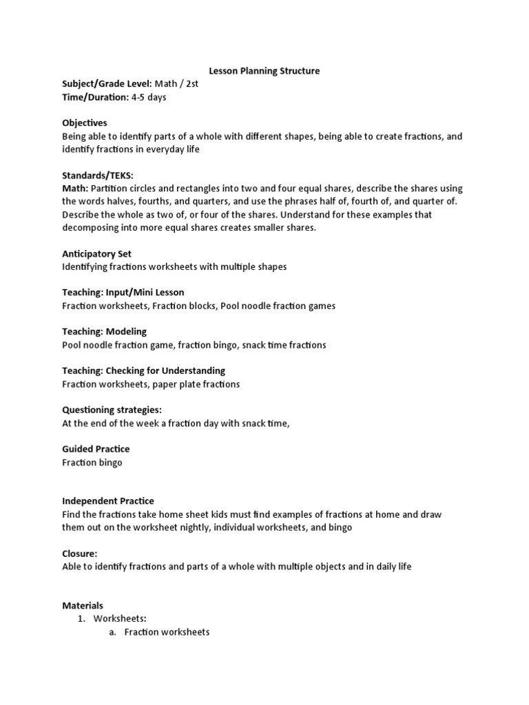 Lesson Plan 2021 Second Grade Math | PDF | Home & Garden