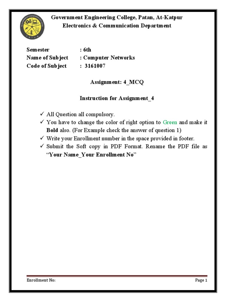 Computer Network - Assignment 4 | PDF | Osi Model | Computer Network