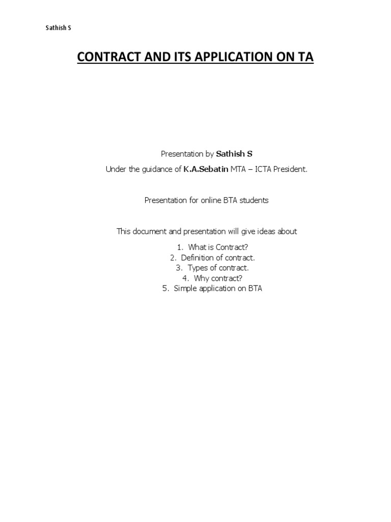 Contract and Its Application On Ta | PDF | Communication | Applied ...