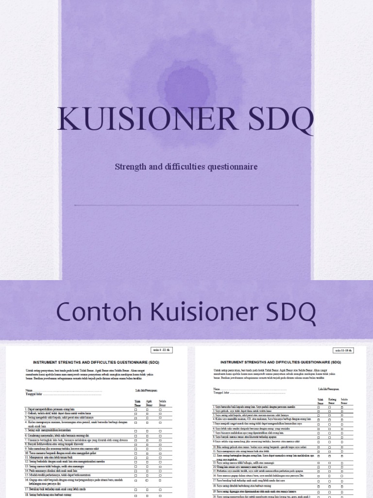 Kuisioner SDQ: Strength and Difficulties Questionnaire | PDF