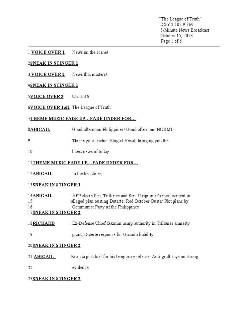 Radio Broad Final | PDF | Rodrigo Duterte | Philippines