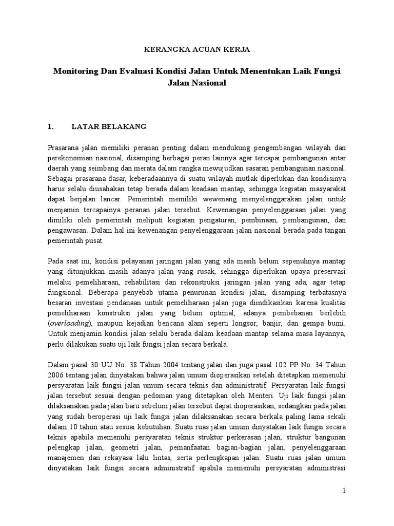 Evaluasi Laik Fungsi Jalan Nasional | PDF