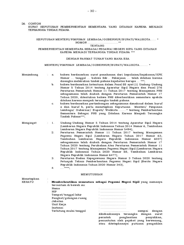 004-SK Pemberhentian Sementara Pnsyang Ditahan | PDF