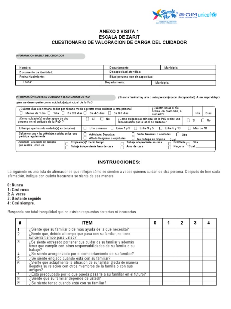 Anexo 2-Escala de Zarit | PDF | Bienestar | Medicina