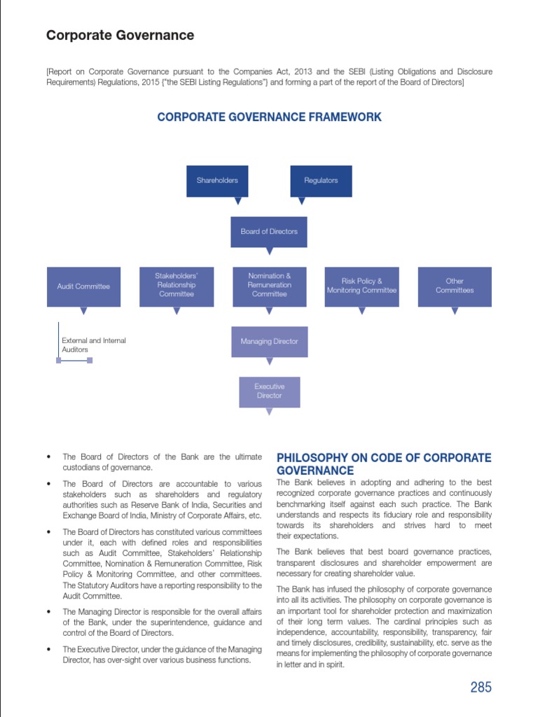 Corporate Governance Framework | PDF | Corporate Governance | Reserve Bank Of India