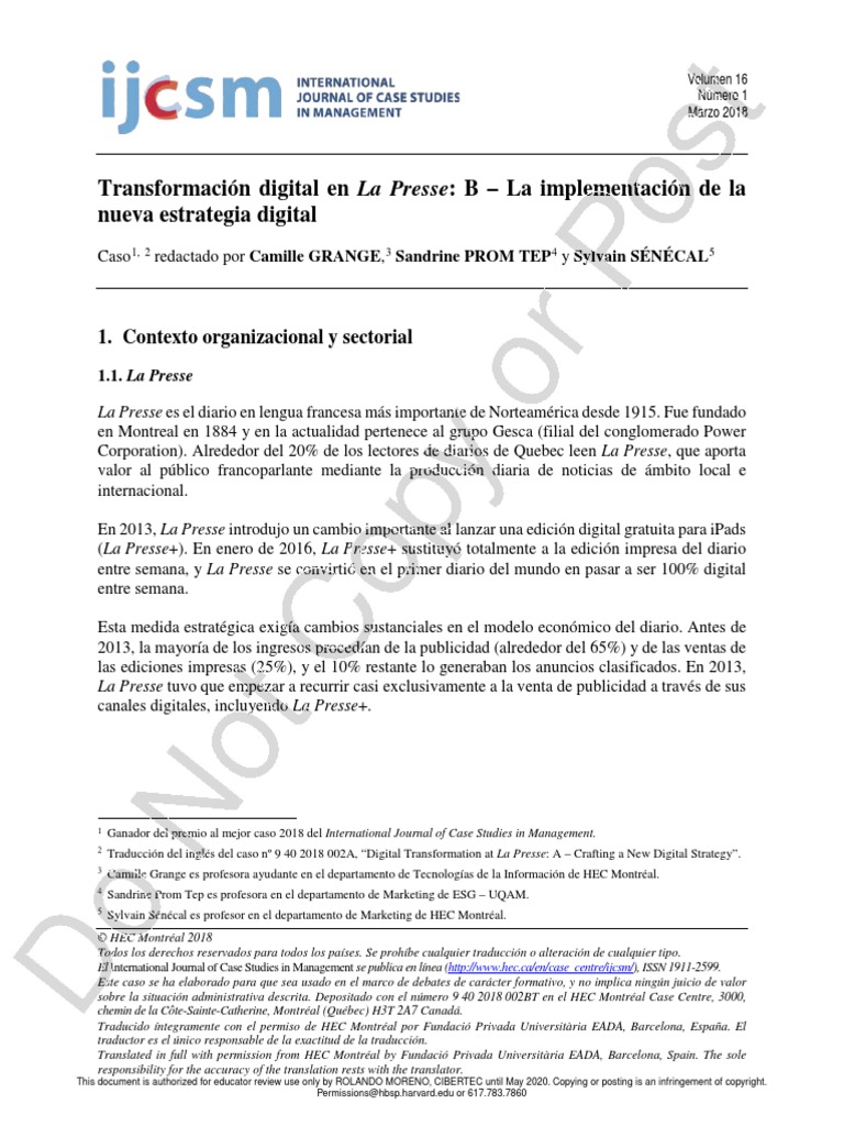 Caso - Transformacion Digital en La Presse | PDF | Aplicación movil | Publicidad