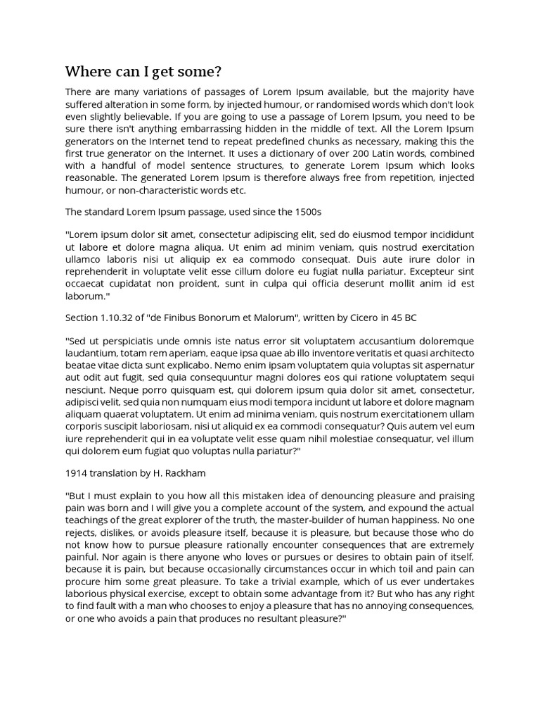 Sources and Variations of Lorem Ipsum Text for Document Generation | PDF