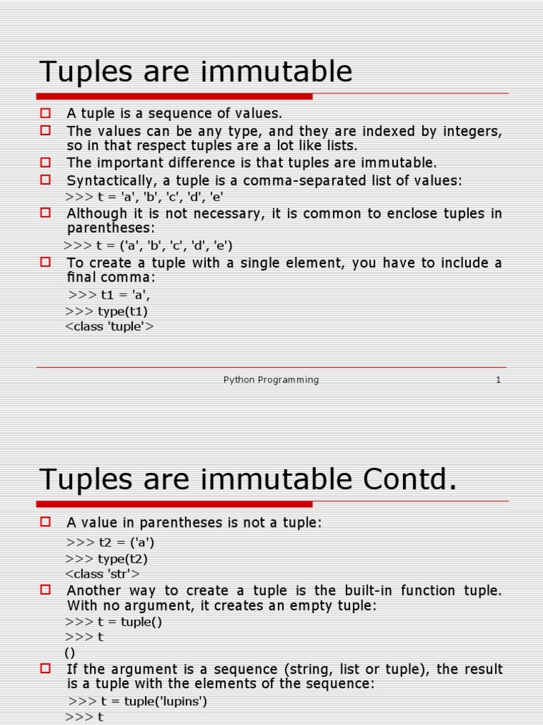 Tuples Are Immutable: T 'A', 'B', 'C', 'D', 'E' | PDF | Parameter ... Tuples Are Immutable: T 'A', 'B', 'C', 'D', 'E' | PDF | Parameter ...