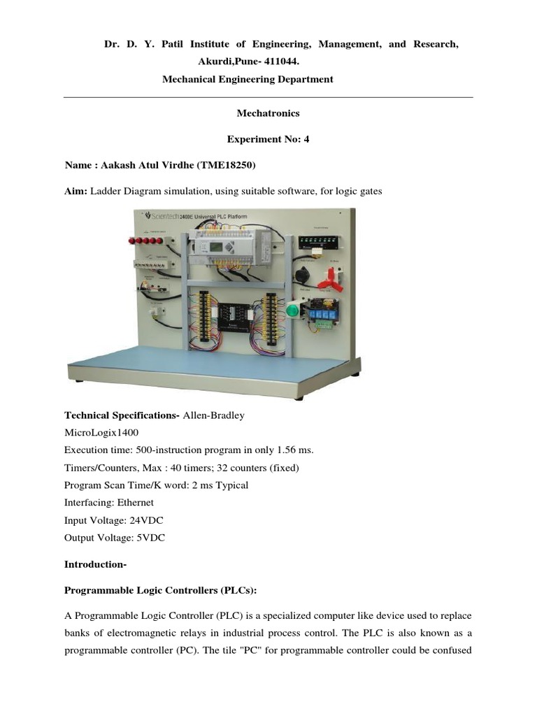 Simulation of Ladder Logic for Logic Gates Using Allen-Bradley ...