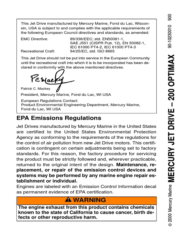 Optimax 200 Jet Drive Manual | PDF | Implied Warranty | Exhaust Gas