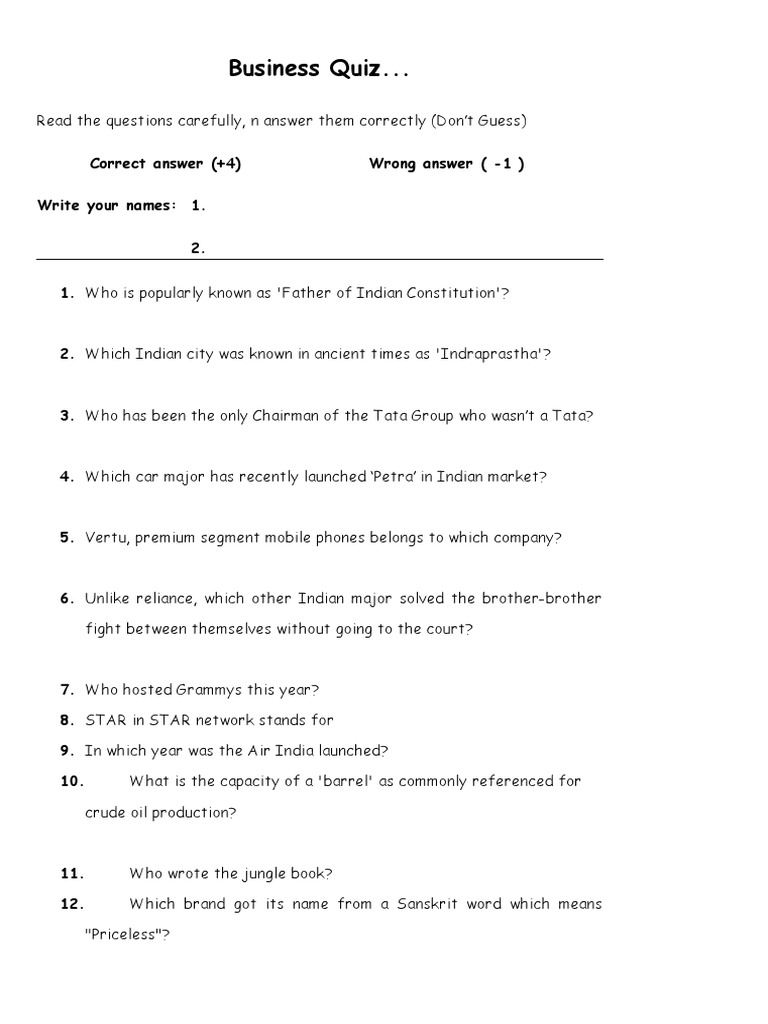 Business Quiz | PDF