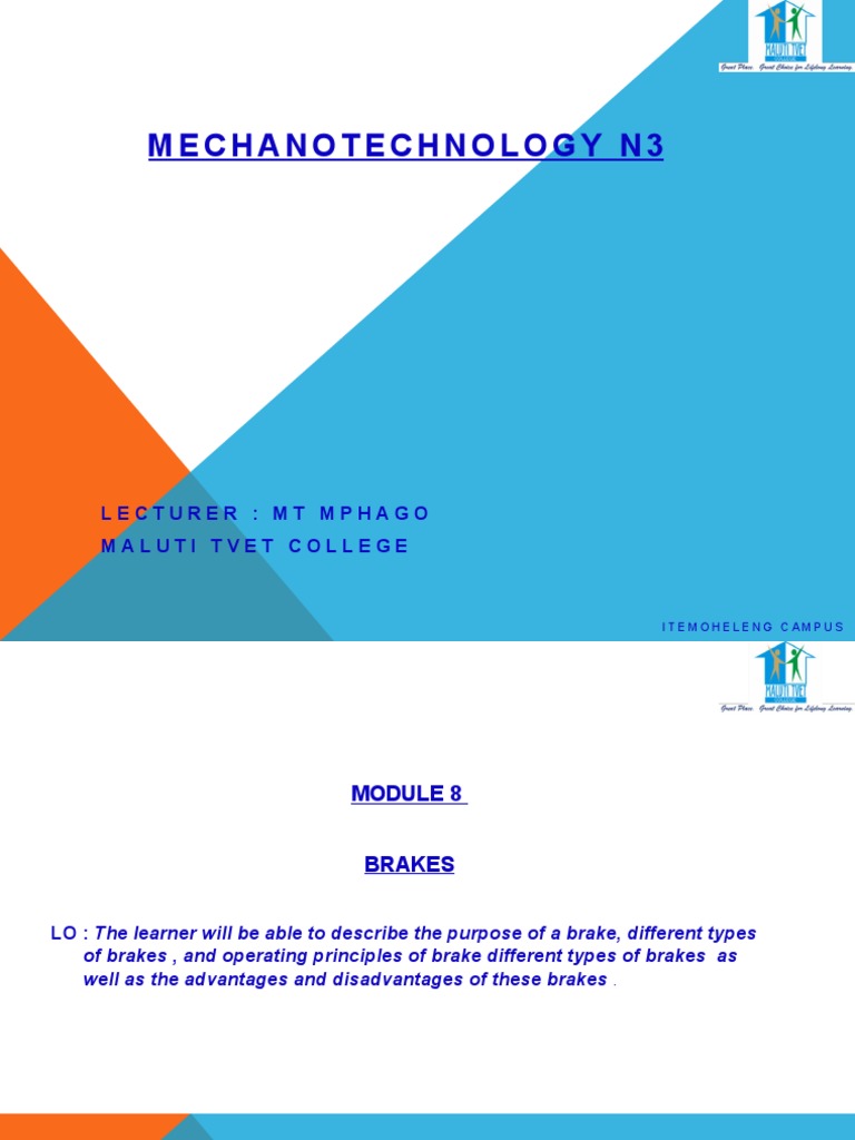 N3 Mechanotechnology Module 8 | PDF | Brake | Vehicles