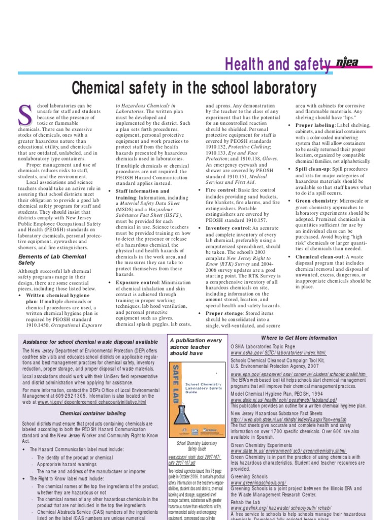 School Laboratory Chemical Safety Guide | PDF | Laboratories ...