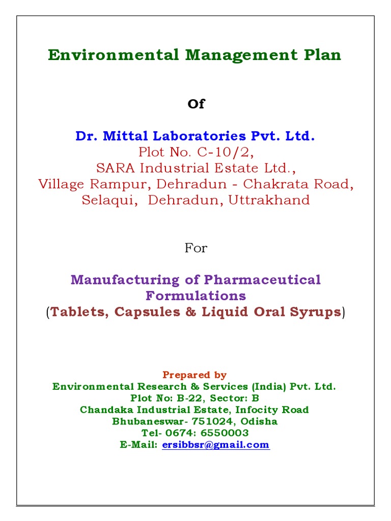 Environmental Management Plan for Dr. Mittal | PDF | Septic Tank ...