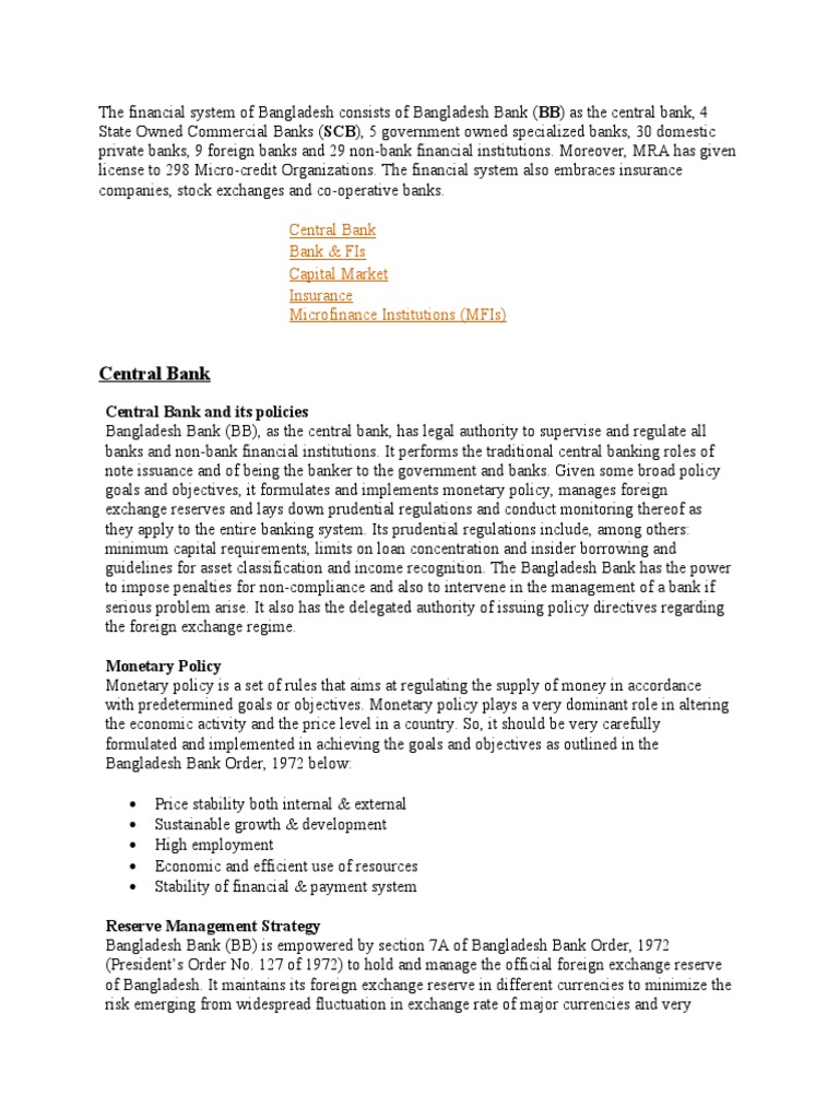 The Financial System of Bangladesh | PDF | Deposit Insurance | Banks