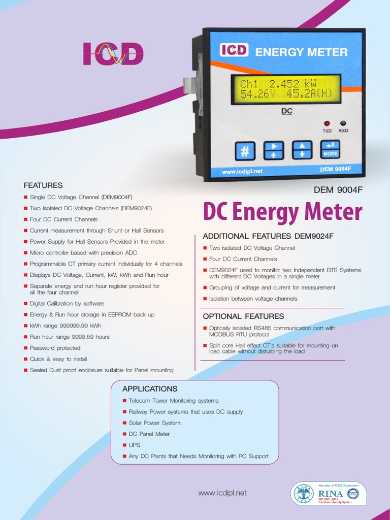 DC Energy Meter Specifications and Features | PDF | Liquid Crystal ...