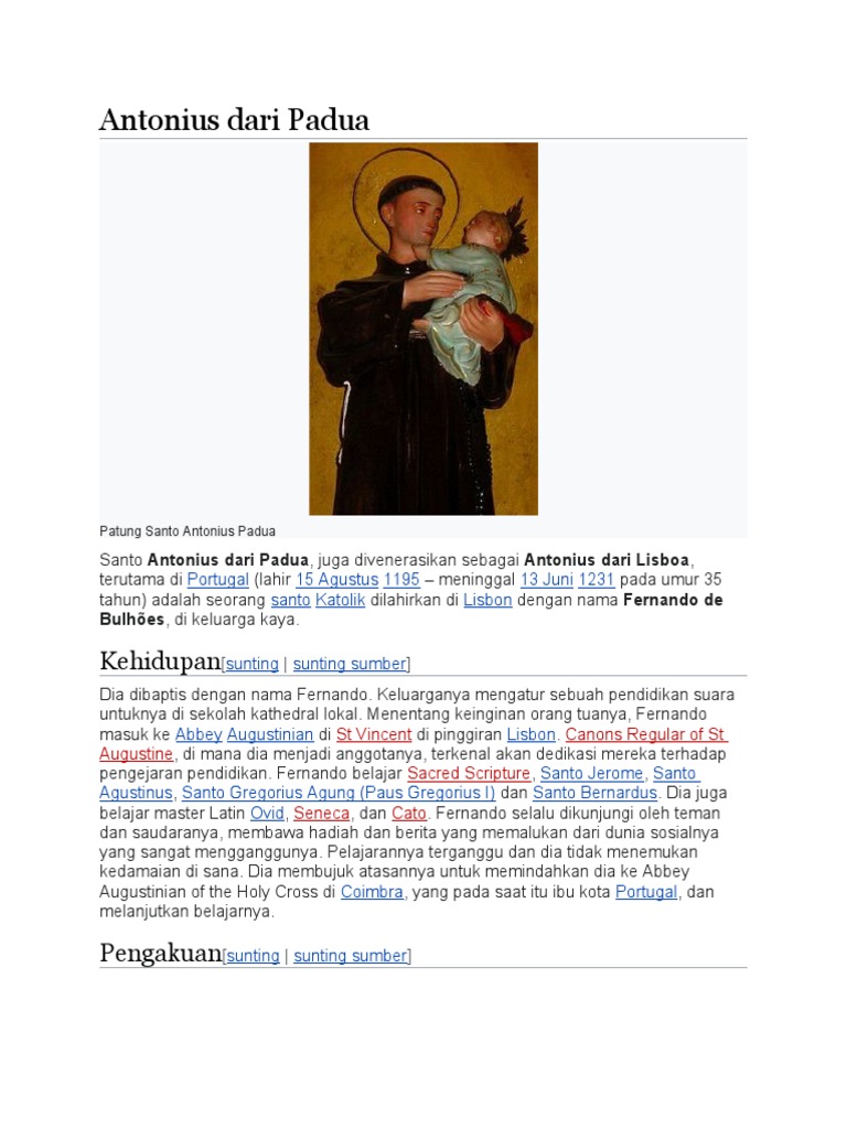 Sejarah Santo Antonius dari Padua | PDF | Klasik