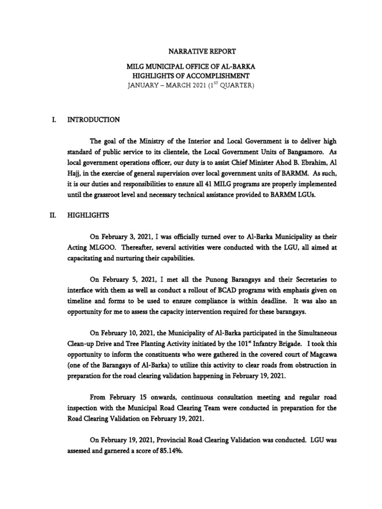 Narrative Accomplishment Report Template | PDF | Business