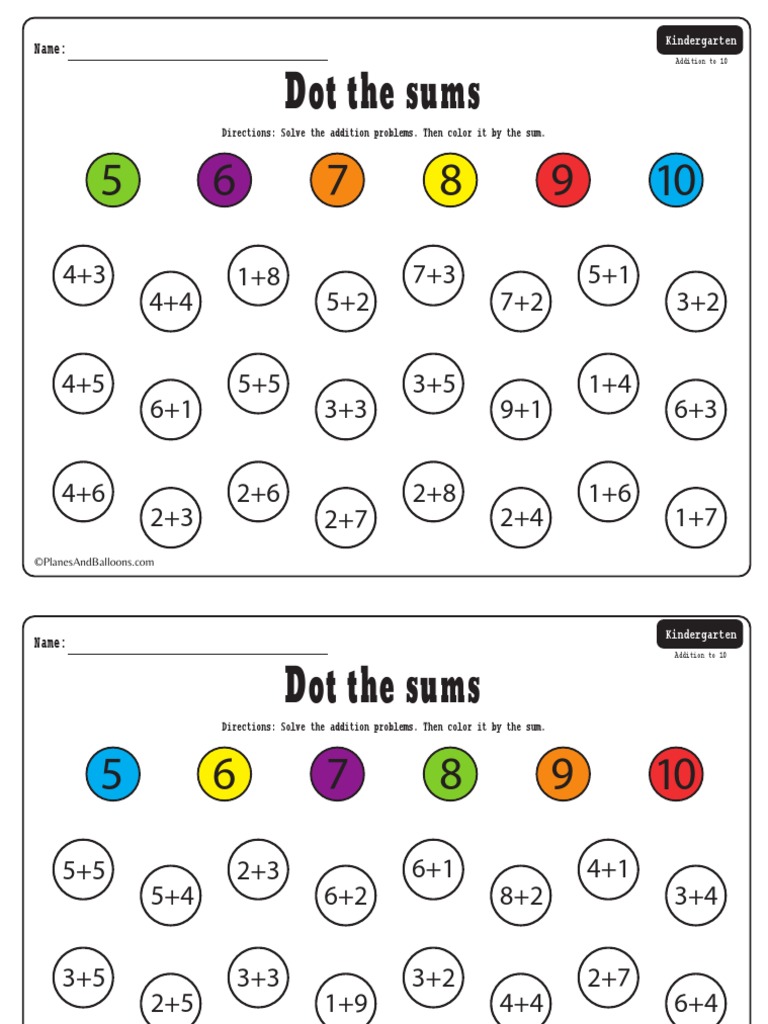 Dot Marker Addition To 10 | PDF