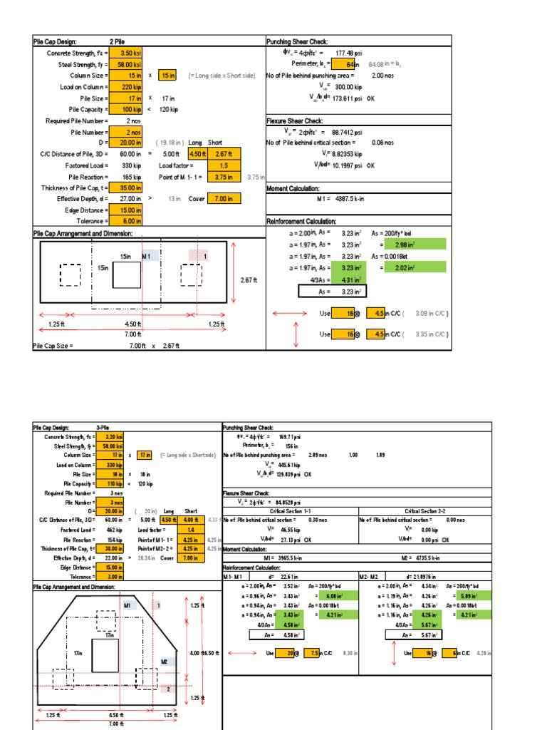 Pile Cap Design Calculations Guide | PDF | Deep Foundation | Structural ...