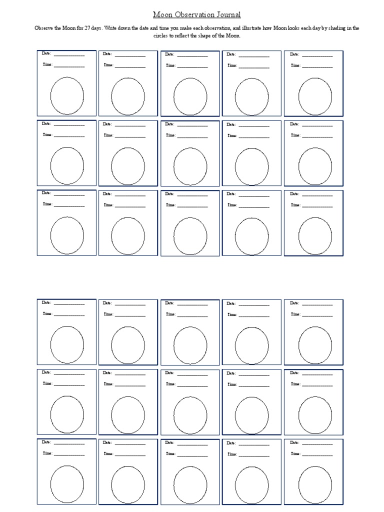 27-Day Moon Observation Log | PDF | Science & Mathematics
