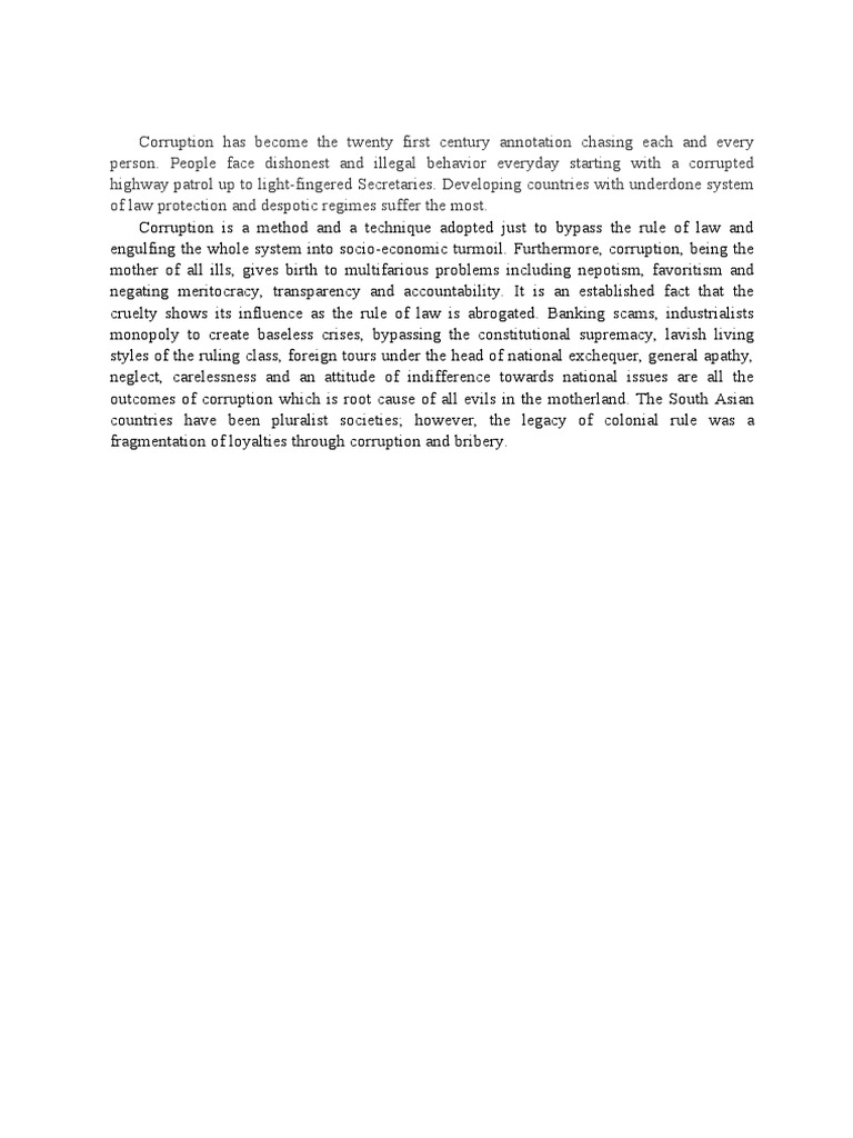 Essay On Corruption | PDF | Corruption | Education In The United States