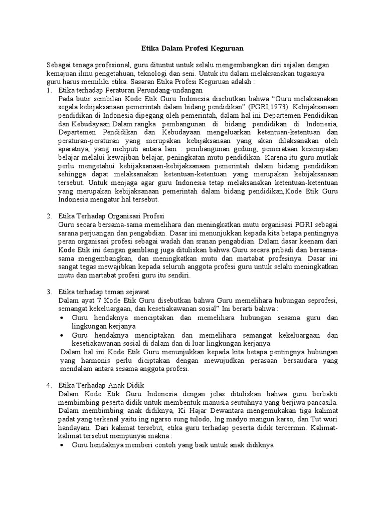 Etika Dalam Profesi Keguruan | PDF