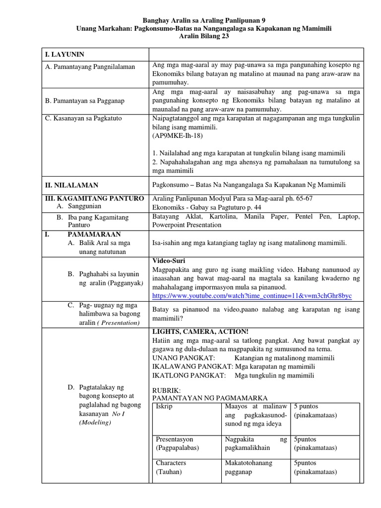 UNANG MARKAHAN - Aralin 23 | PDF