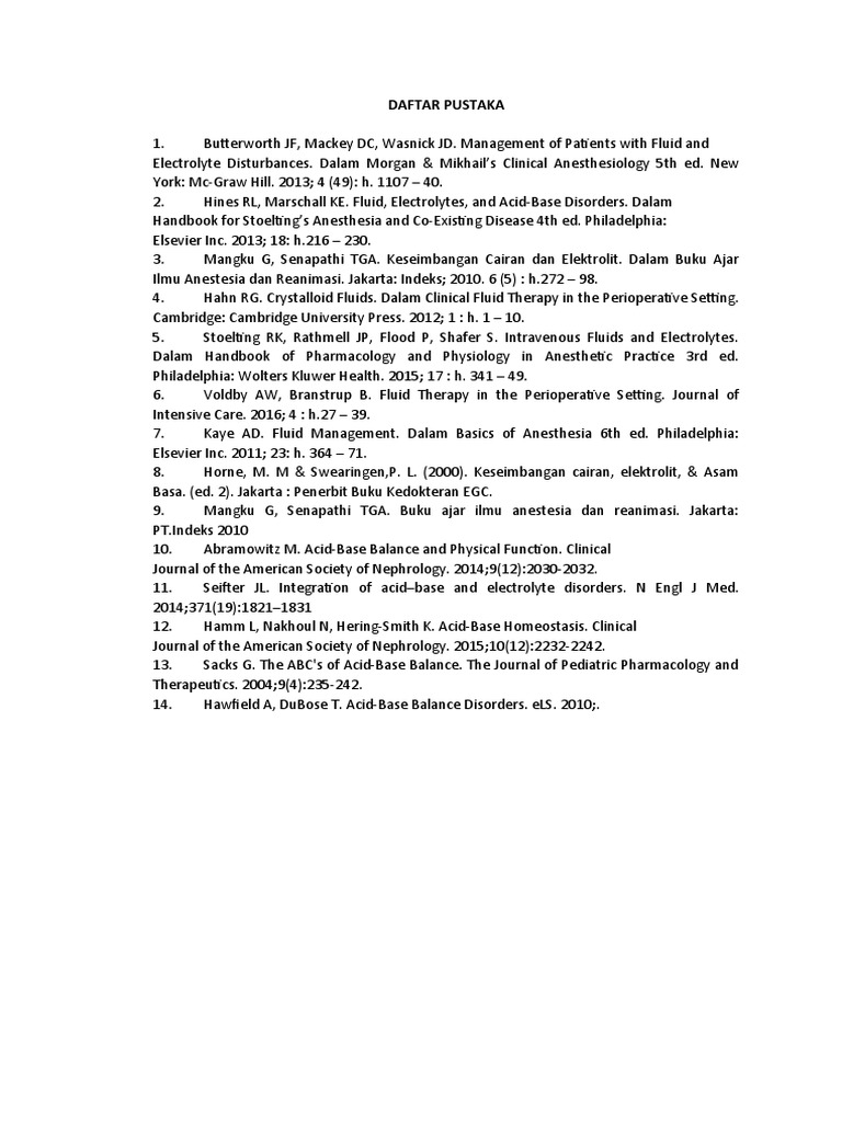 Fluid and Electrolyte Management References | PDF
