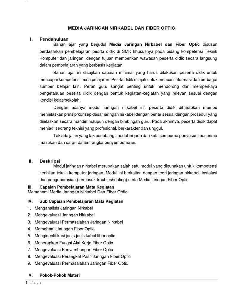 Media Jaringan Nirkabel Dan Fiber Optic | PDF