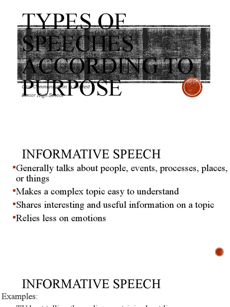 Types of Speeches and Principles of Speech Writing and Delivery | PDF ...