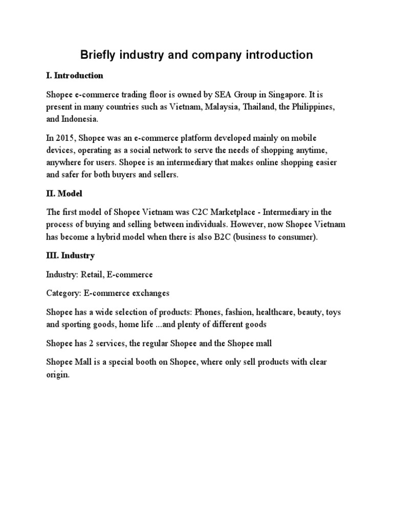 Shopee Introduction Pdf
