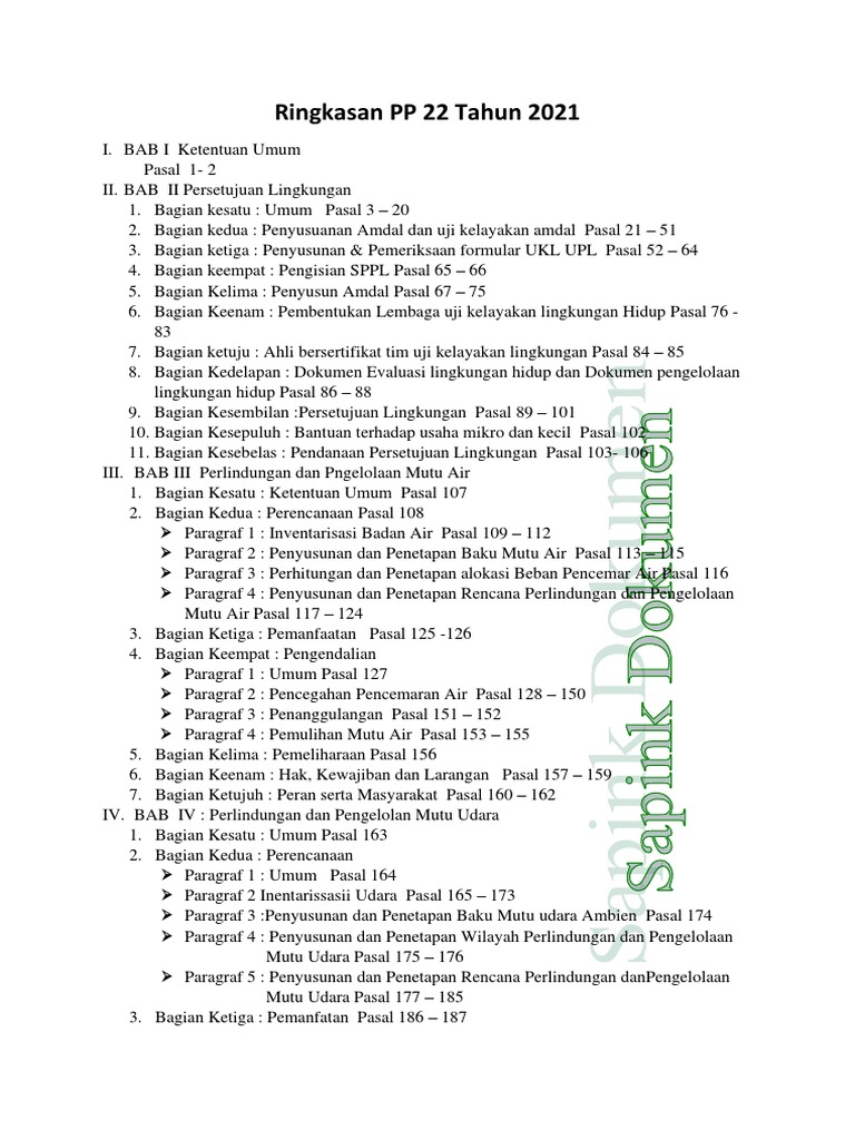 Ringkasan PP 22 Tahun 2021 | PDF