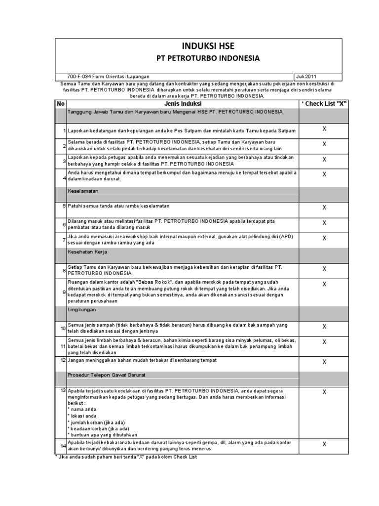 700-F-034 Form Site Induction Mailando Sitanggang | PDF