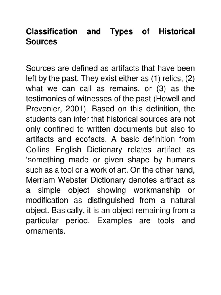 Types and Classification of Historical Sources | PDF | Social Science