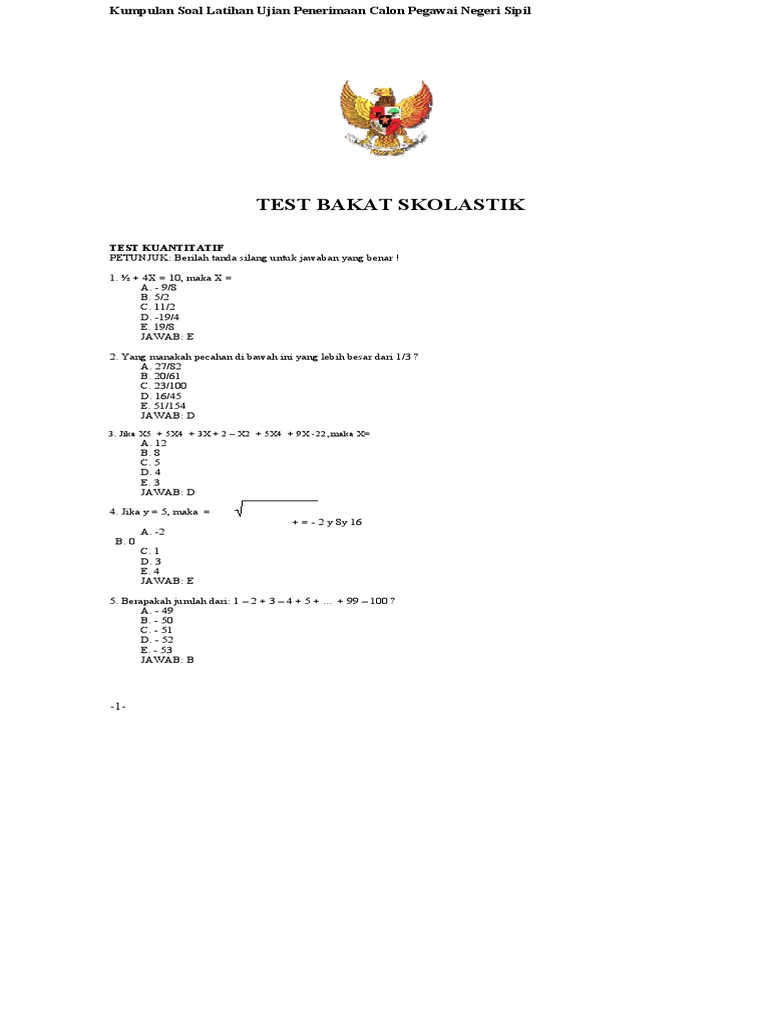 Psikotest Test Bakat Skolastik | PDF