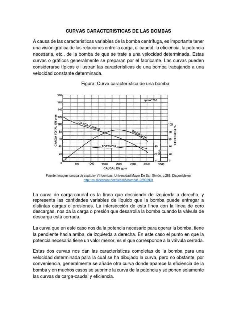 Curvas Caracteristicas de Las Bombas | PDF | Bomba | Ingeniería mecánica