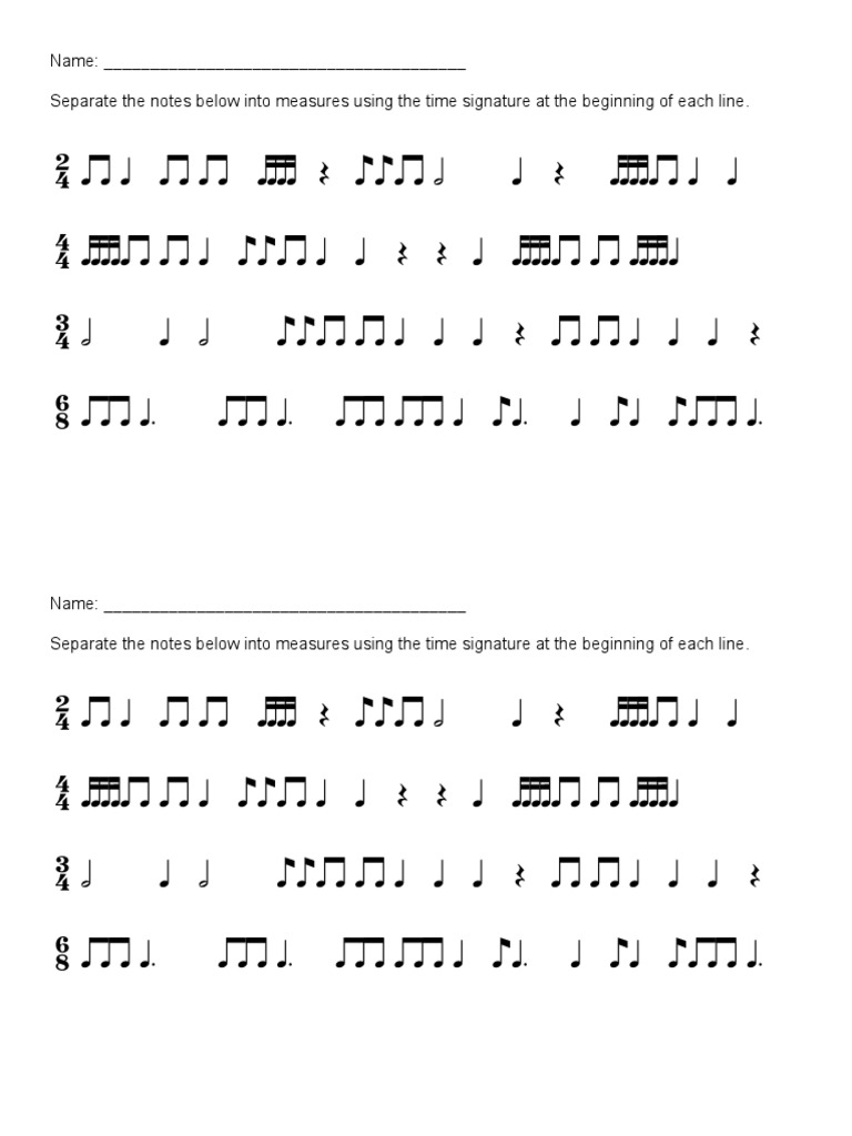 TimeSignaturePractice 1 | PDF