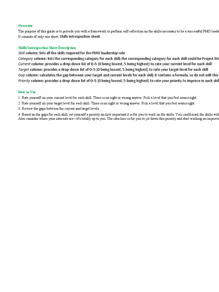 02 - 04 Skills Introspection Guide | PDF | Business | Leadership