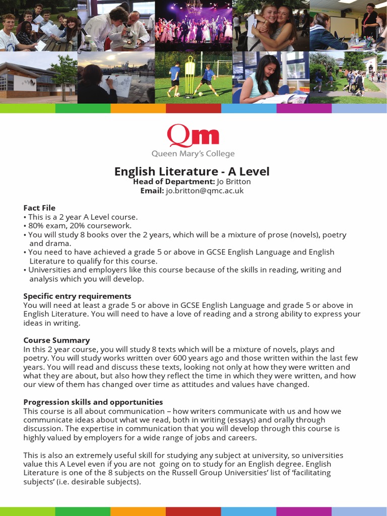 A Level English Literature Course Overview | PDF | English Studies ...