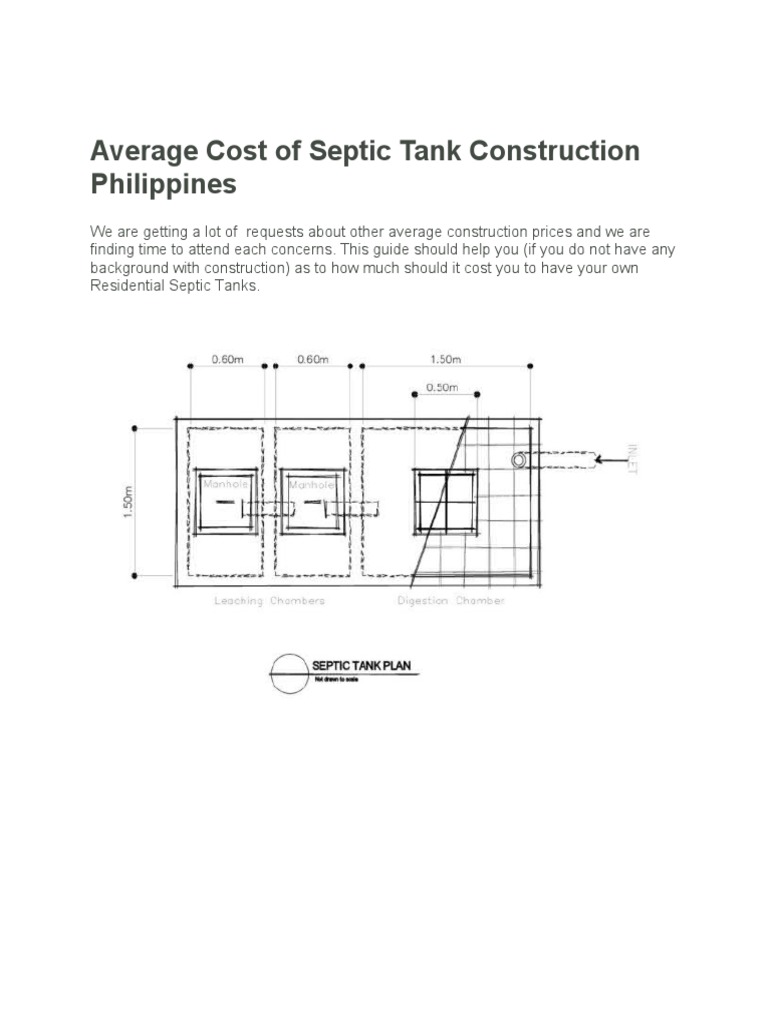 Average Cost of Septic Tank Construction Philippines | PDF
