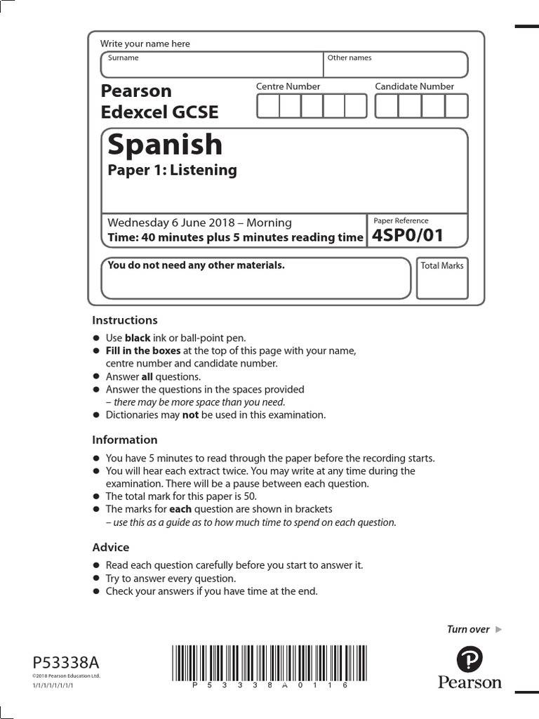 Spanish: Pearson Edexcel GCSE | PDF