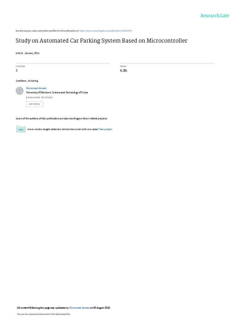 Research Paper Automatic Car Parking System | PDF | Parking Lot | Power ...