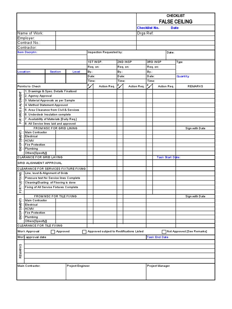 Checklist False Ceiling | PDF | Architectural Design | Architecture