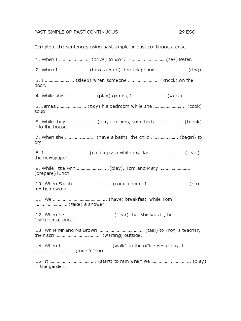 Past Simple or Past Continuous When While | PDF