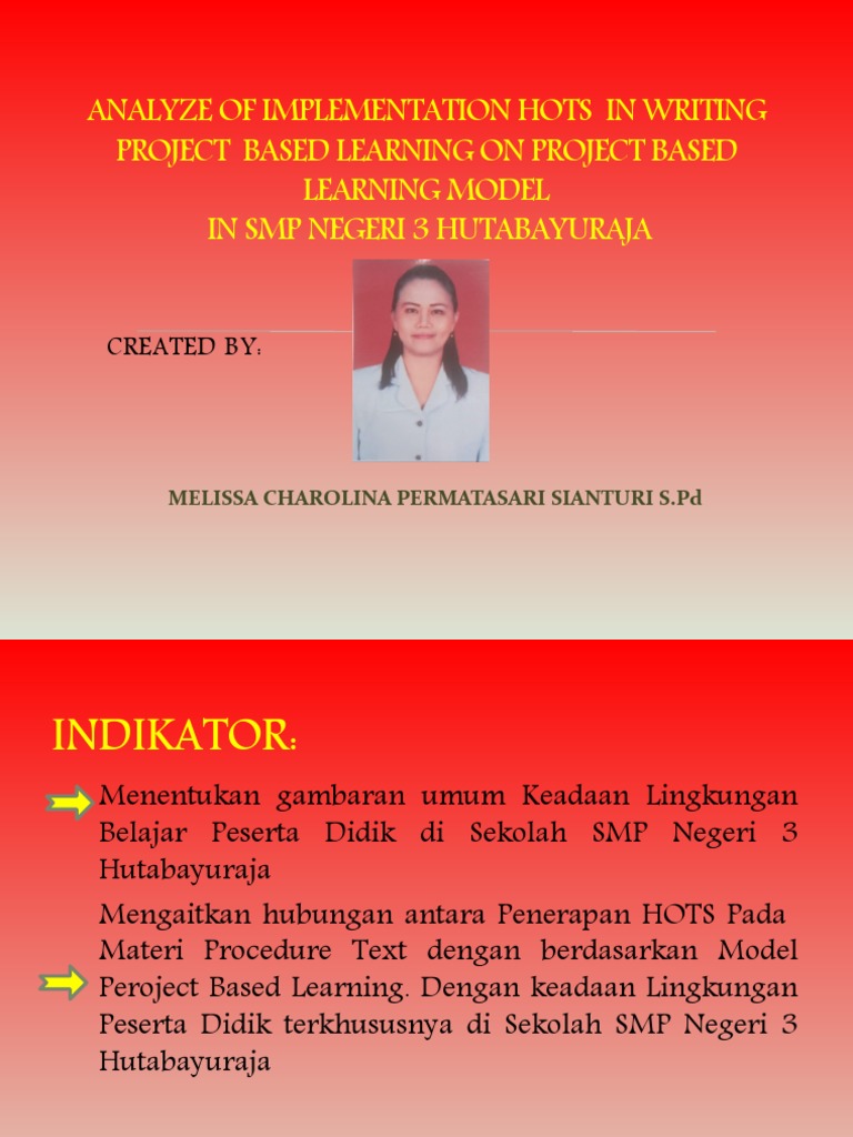 Analyze of Implementation Hots in Writing Project Based Learning On ...