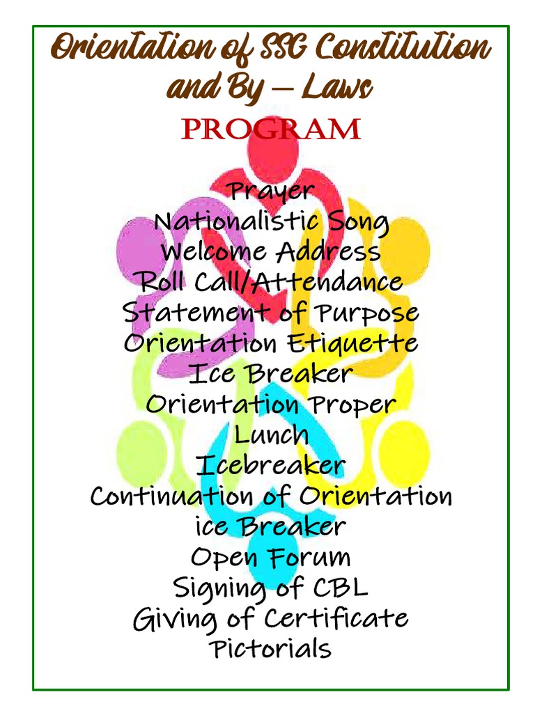 Program: Orientation of SSG Constitution and by - Laws | PDF