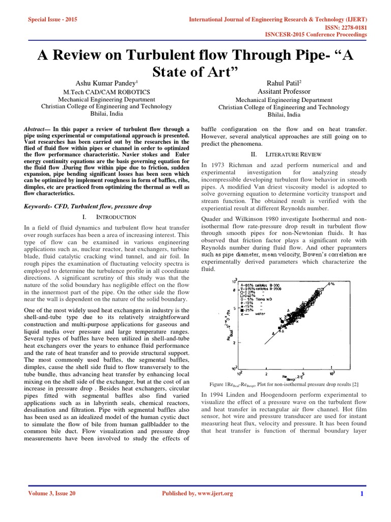 A Review On Turbulent Flow Through Pipe A State of Art IJERTCONV3IS20094 | PDF | Fluid Dynamics ...