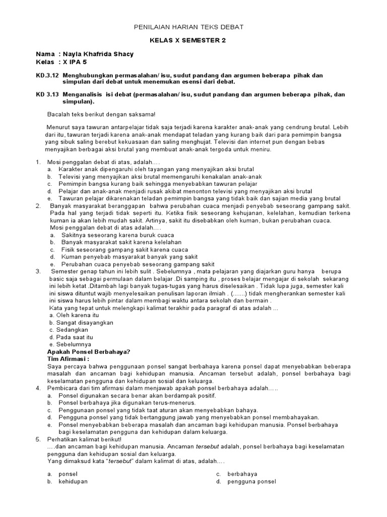 Soal Teks Debat | PDF